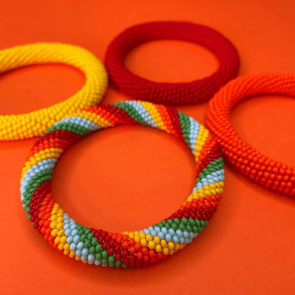 Rainbow Candy Beaded Rope Bracelet set in 4 - Beadzy